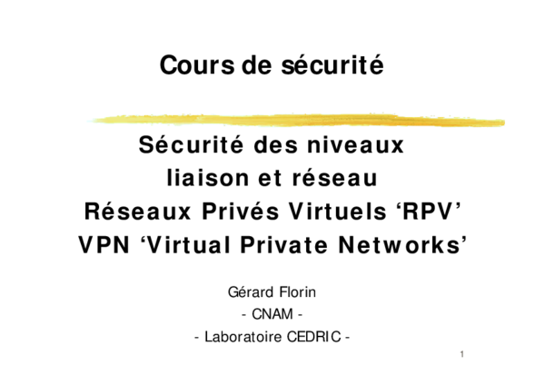 (PDF) Sécurité des niveaux liaison et réseau Réseaux Privés Virtuels ...