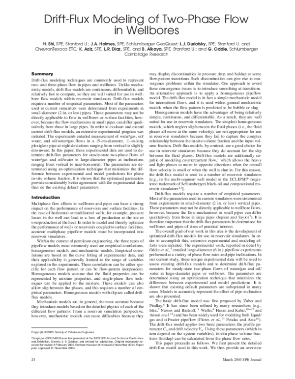 (PDF) Drift-Flux Modeling of Two-Phase Flow in Wellbores
