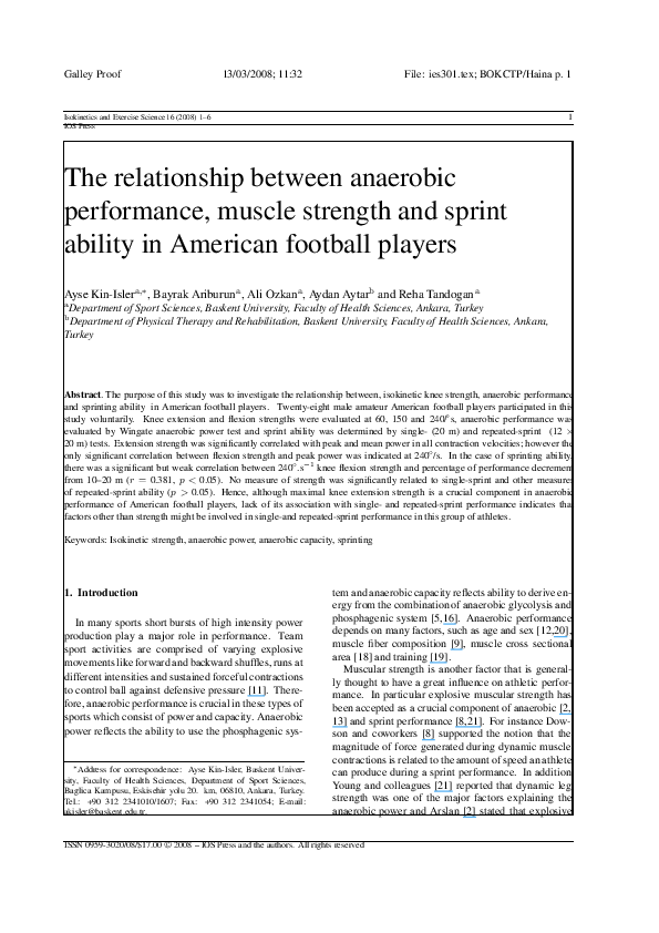 (PDF) The relationship between anaerobic performance, muscle strength ...
