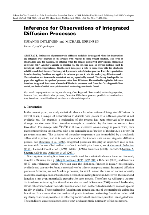 (PDF) Inference for Observations of Integrated Diffusion Processes