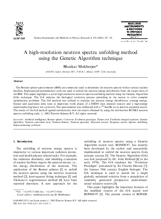 Pdf A High Resolution Neutron Spectra Unfolding Method Using The Genetic Algorithm Technique