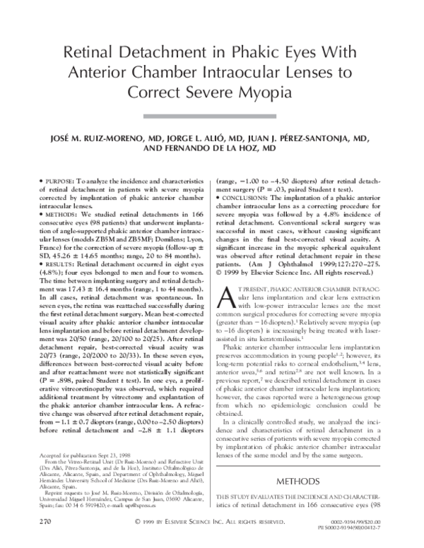 (PDF) Retinal detachment in phakic eyes with anterior chamber ...