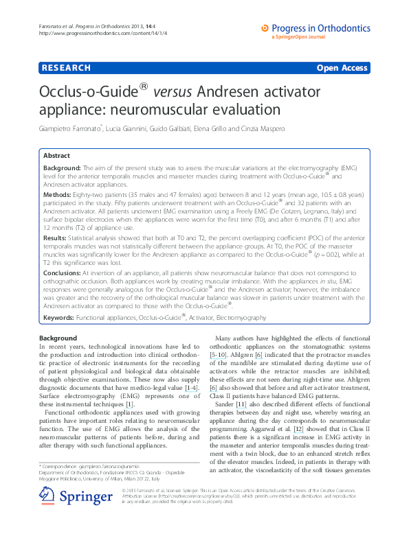 (PDF) Occlus-o-Guide versus Andresen activator appliance: neuromuscular ...