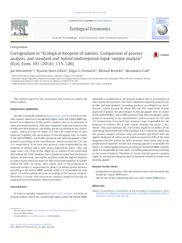 (PDF) Corrigendum to “Ecological footprint of nations: Comparison of ... (PDF) Corrigendum to “Ecological footprint of nations: Comparison of ...