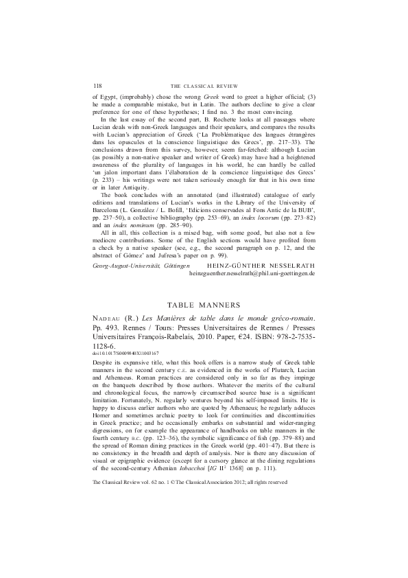 (PDF) Review of R. Nadeau (2010) Les Manières de table dans le monde ...