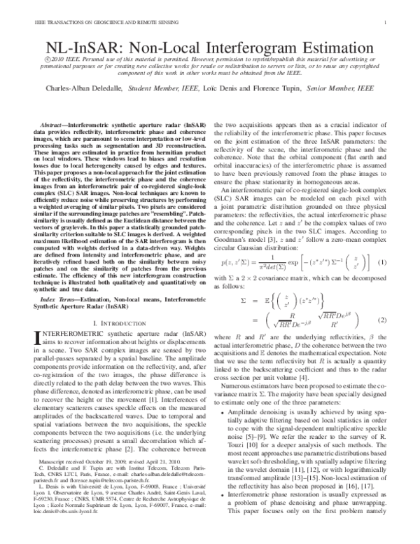 (PDF) NL-InSAR: Nonlocal Interferogram Estimation
