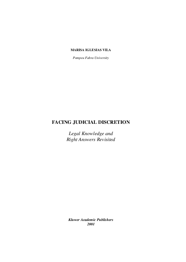 (PDF) Facing Judicial Discretion: Legal Knowledge and Right Answers ...