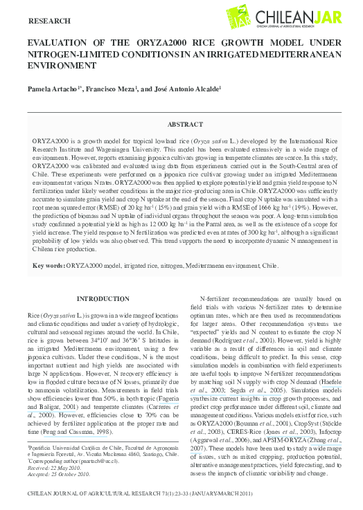 (PDF) Comparative evaluation of WOFOST and ORYZA2000 models in simulating growth and development ...