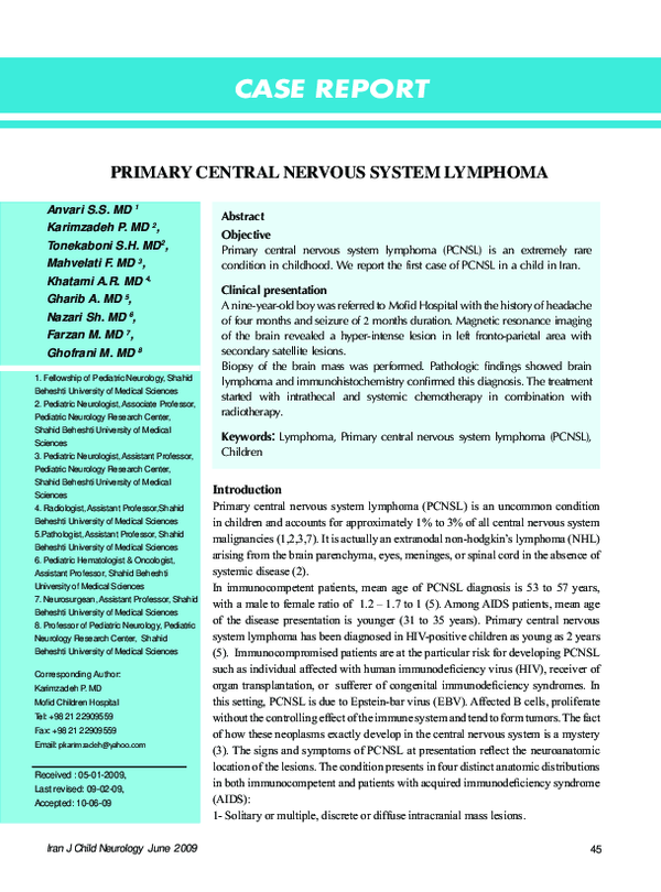 (PDF) Primary Central Nervous System Lymphoma