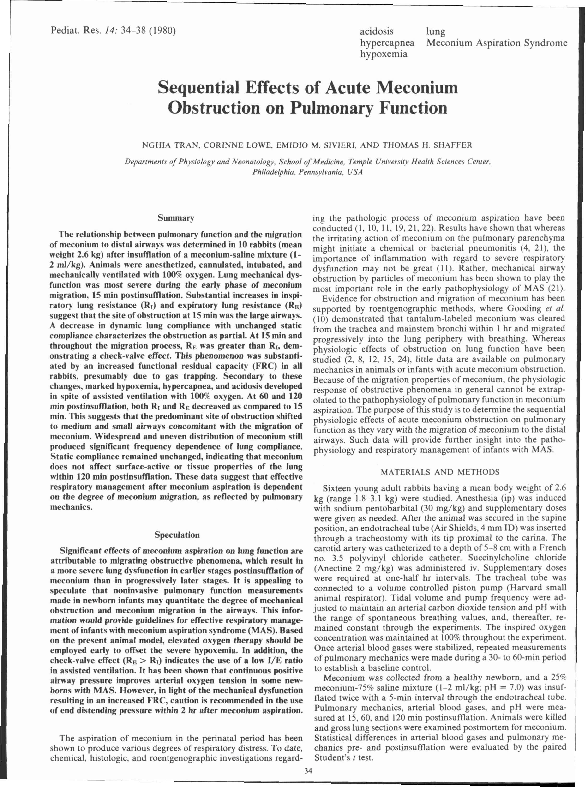 (PDF) Sequential Effects of Acute Meconium Obstruction on Pulmonary ...
