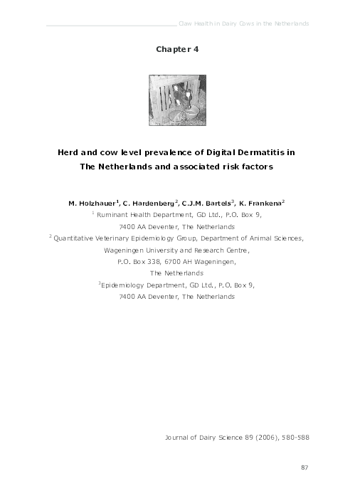 (PDF) Herd- and cow-level prevalence of digital dermatitis in the ...