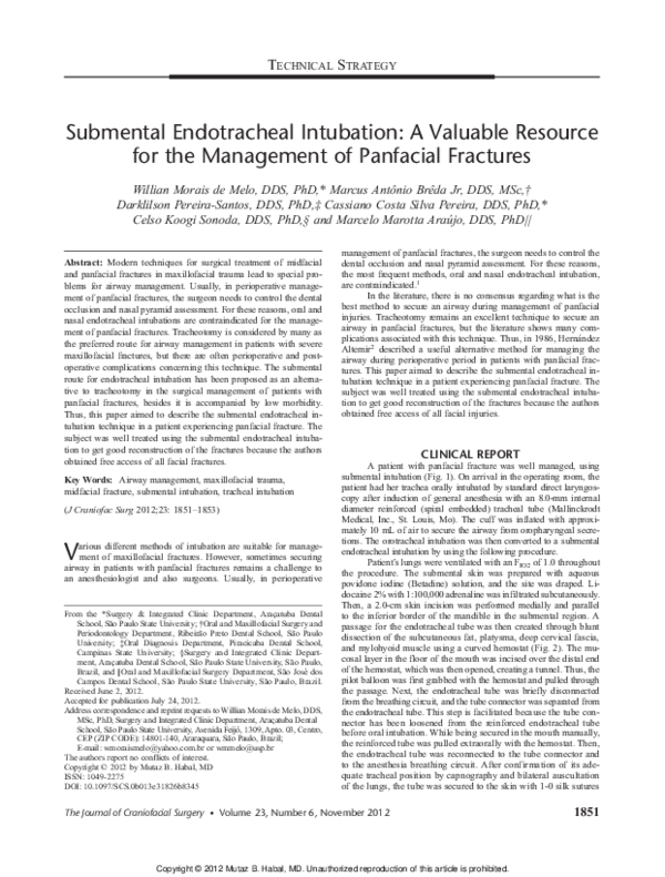 (PDF) Submental Endotracheal Intubation