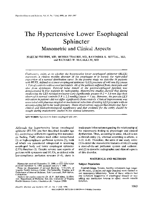 (PDF) The hypertensive lower esophageal sphincter