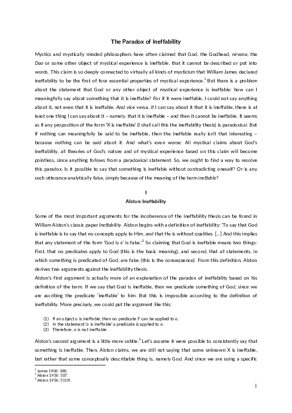 (PDF) The Paradox of Ineffability