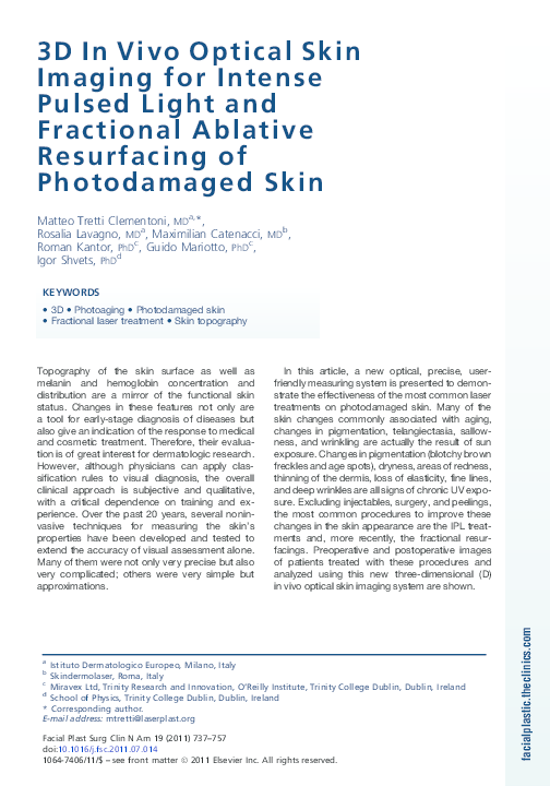 (PDF) 3D In Vivo Optical Skin Imaging for Intense Pulsed Light and ...