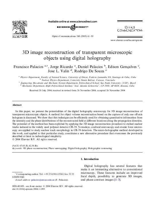 (PDF) 3D image reconstruction of transparent microscopic objects using ...