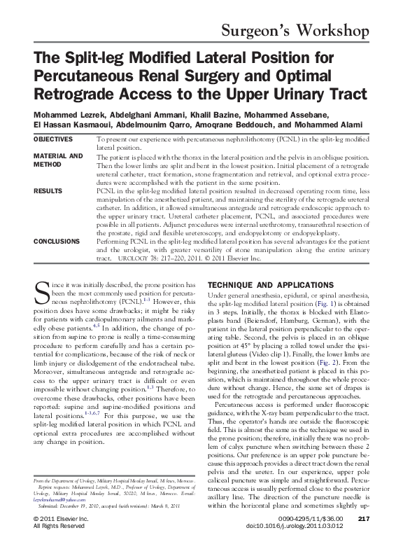 (PDF) The Split-leg Modified Lateral Position for Percutaneous Renal ...
