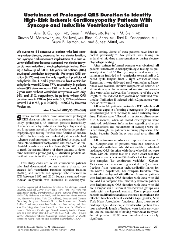 (PDF) Usefulness of prolonged QRS duration to identify high-risk ...