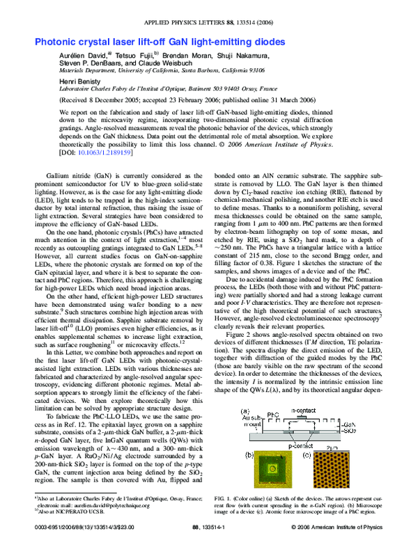 (PDF) Photonic crystal laser lift-off GaN light-emitting diodes