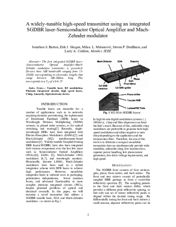 (PDF) A widely tunable high-speed transmitter using an integrated SGDBR ...