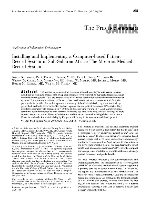 (PDF) Installing and Implementing a Computer-based Patient Record ...