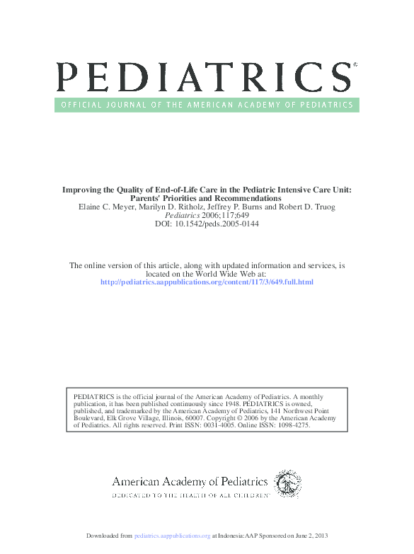 (PDF) Improving the Quality of End-of-Life Care in the Pediatric ...