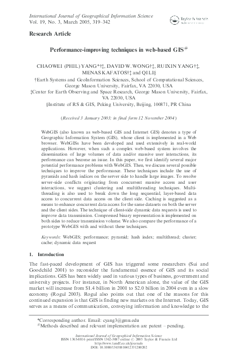 (PDF) Performance‐improving techniques in web‐based GIS