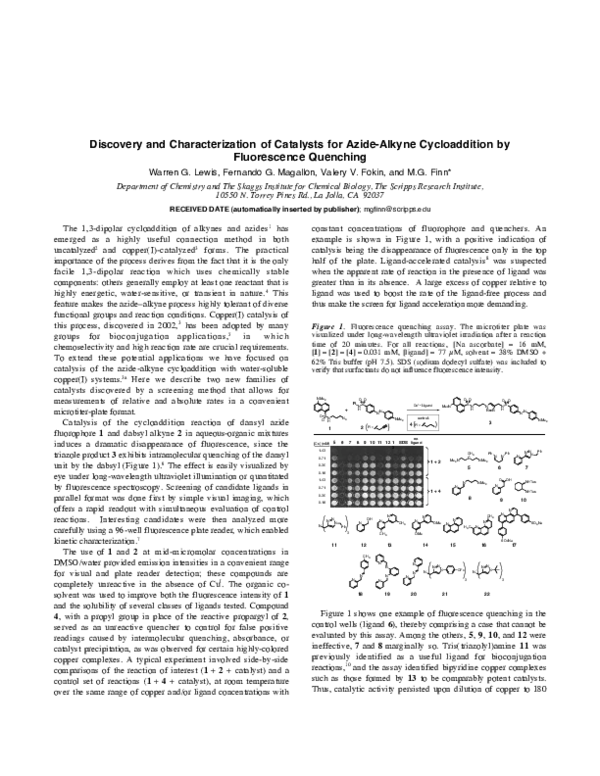 (PDF) Discovery and characterization of catalysts for azide-alkyne ...
