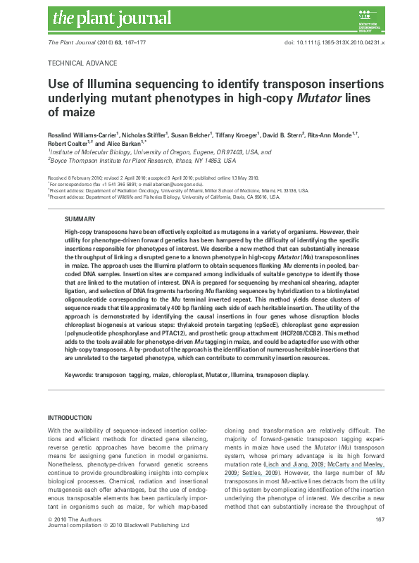 (PDF) Use of Illumina sequencing to identify transposon insertions ...