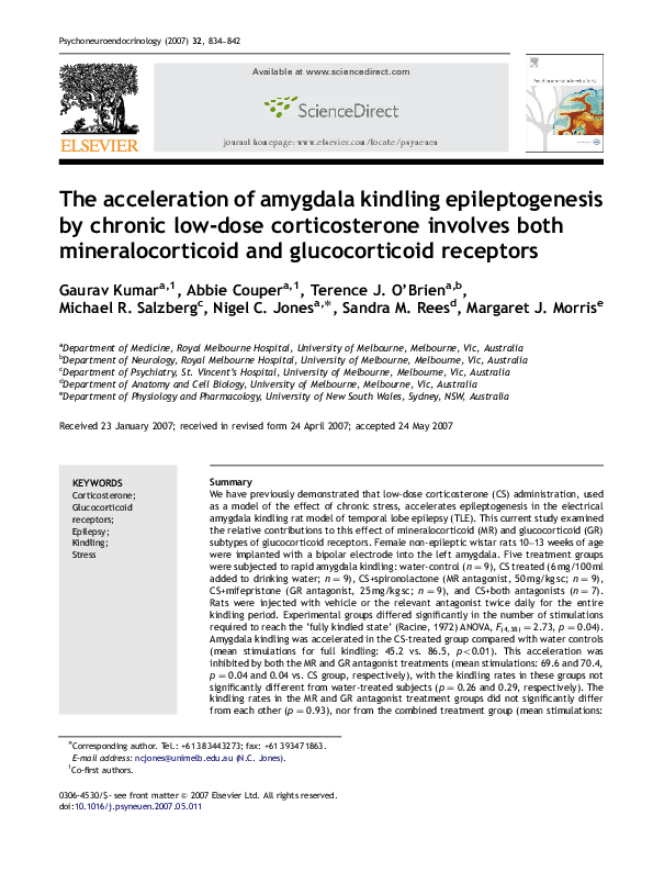 (PDF) The acceleration of amygdala kindling epileptogenesis by chronic ...