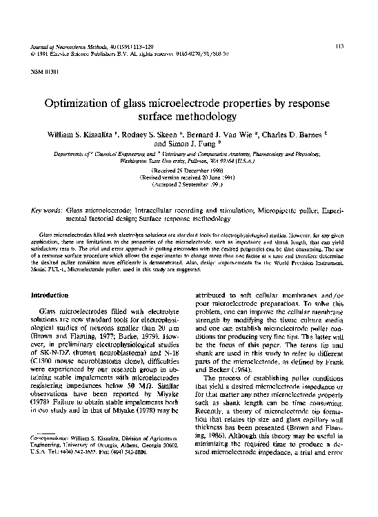(PDF) Optimization of glass microelectrode properties by response ...