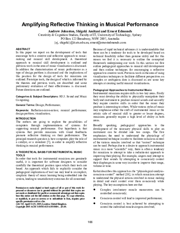 (PDF) Amplifying reflective thinking in musical performance