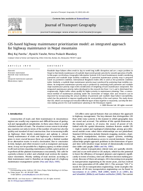 (PDF) GIS-based highway maintenance prioritization model: an integrated ...