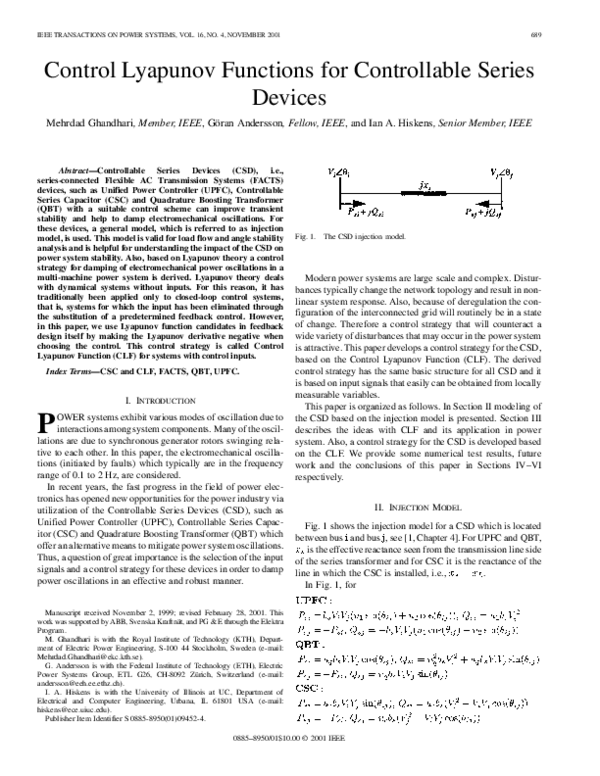 (PDF) Control Lyapunov functions for controllable series devices