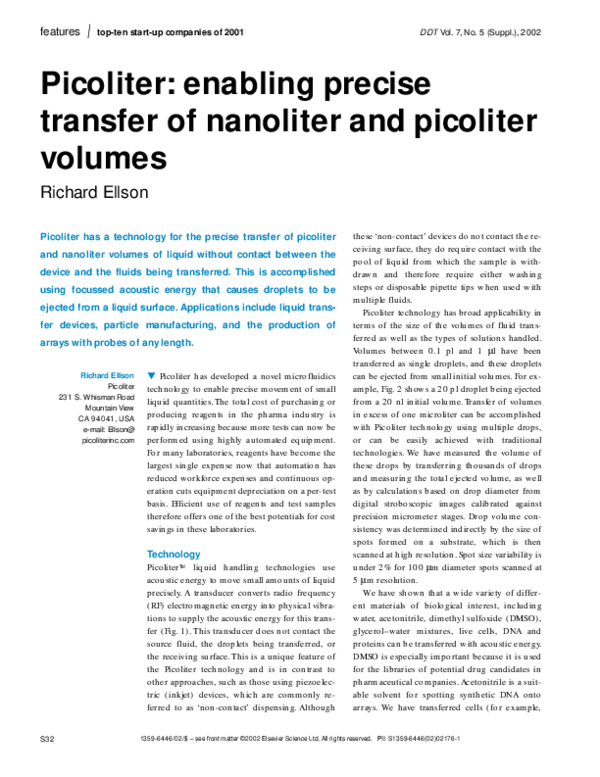 (PDF) Picoliter: enabling precise transfer of nanoliter and picoliter ...