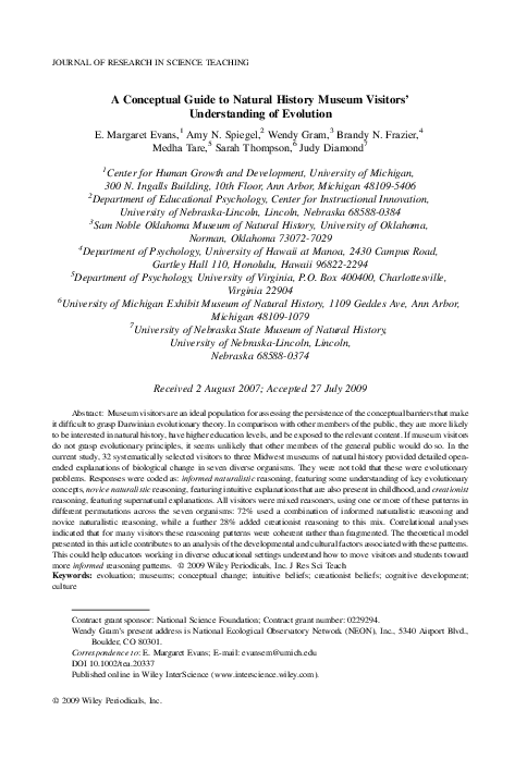(PDF) A conceptual guide to natural history museum visitors ...