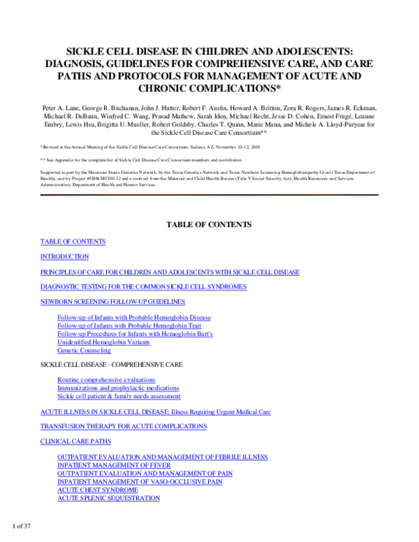 (PDF) SICKLE CELL DISEASE IN CHILDREN AND ADOLESCENTS: DIAGNOSIS ...