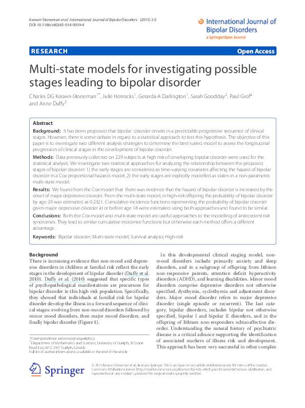 (PDF) Multi-state models for investigating possible stages leading to ...