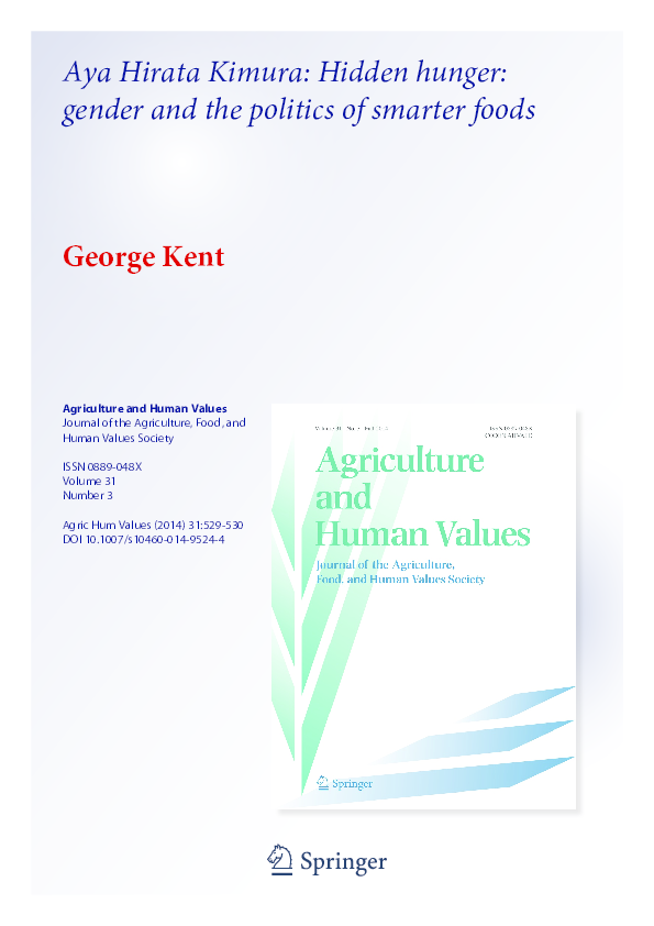 (PDF) Book Review: Aya Hirata Kimura: Hidden hunger: gender and the ...