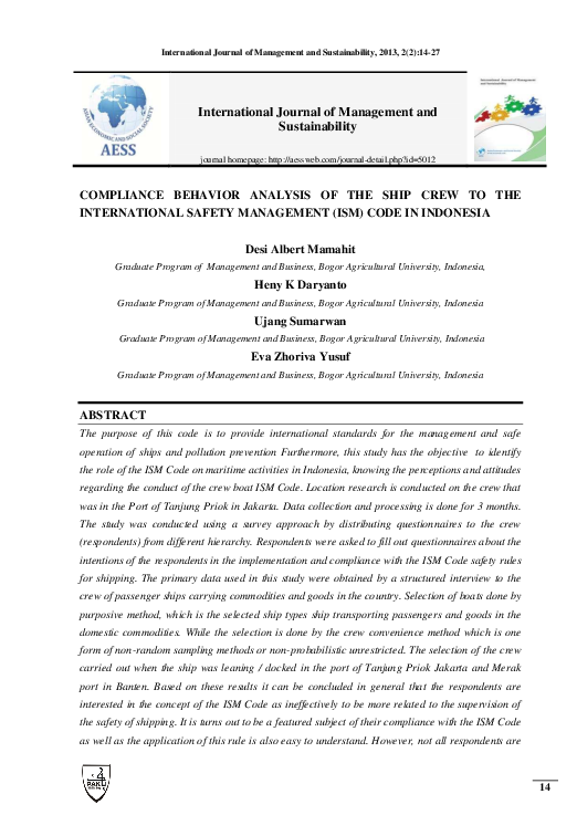 (PDF) Compliance Behavior Analysis of the Ship Crew to the ...