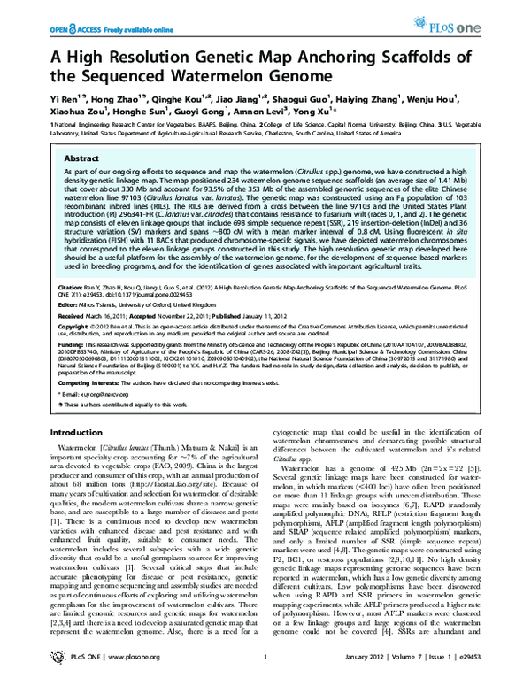 (PDF) A High Resolution Genetic Map Anchoring Scaffolds of the ...
