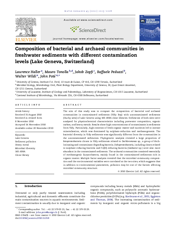 (PDF) Composition of bacterial and archaeal communities in freshwater ...