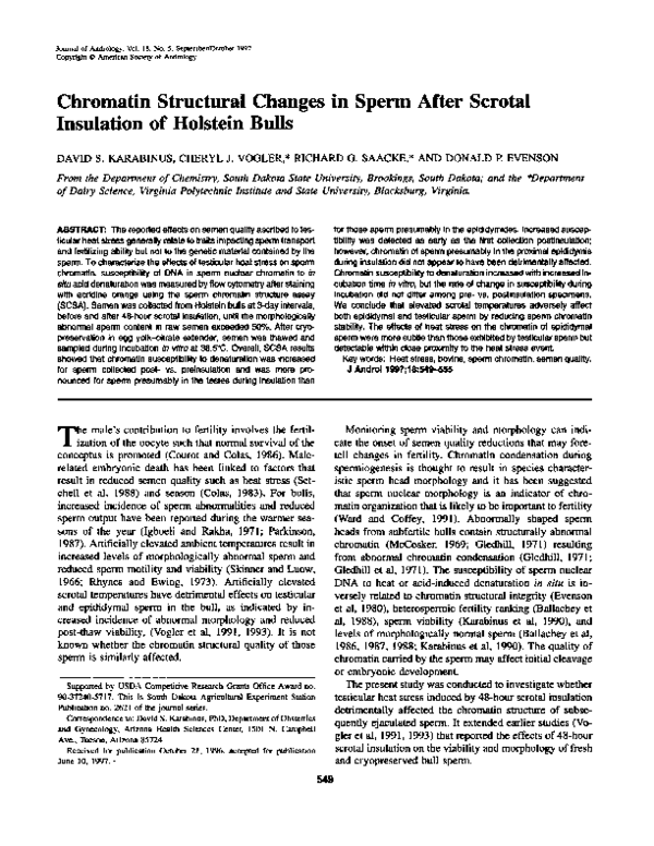 (PDF) Chromatin Structural Changes in Sperm After Scrotal Insulation of ...