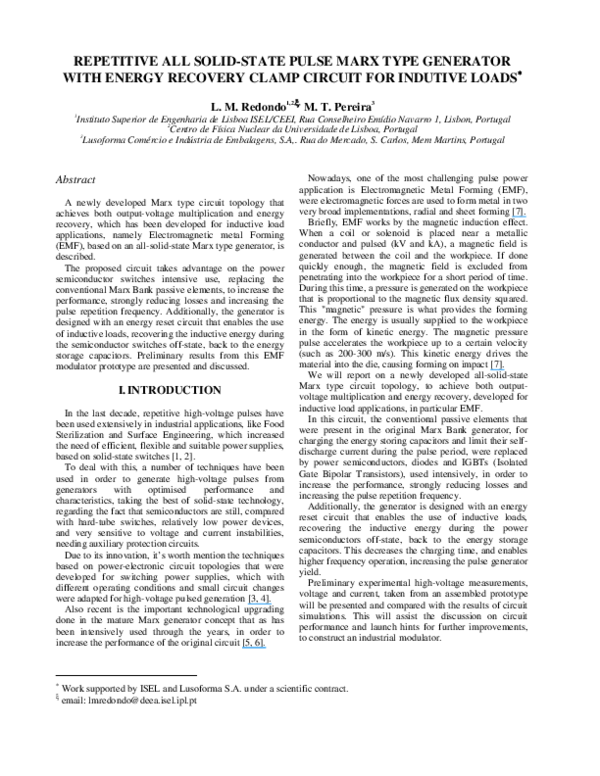 (PDF) Repetitive All Solid State Pulse Marx Type Generator with Energy ...