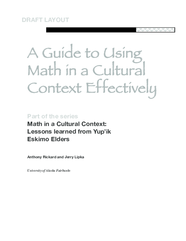 (PDF) A Guide to Using Math in a Cultural Context Effectively