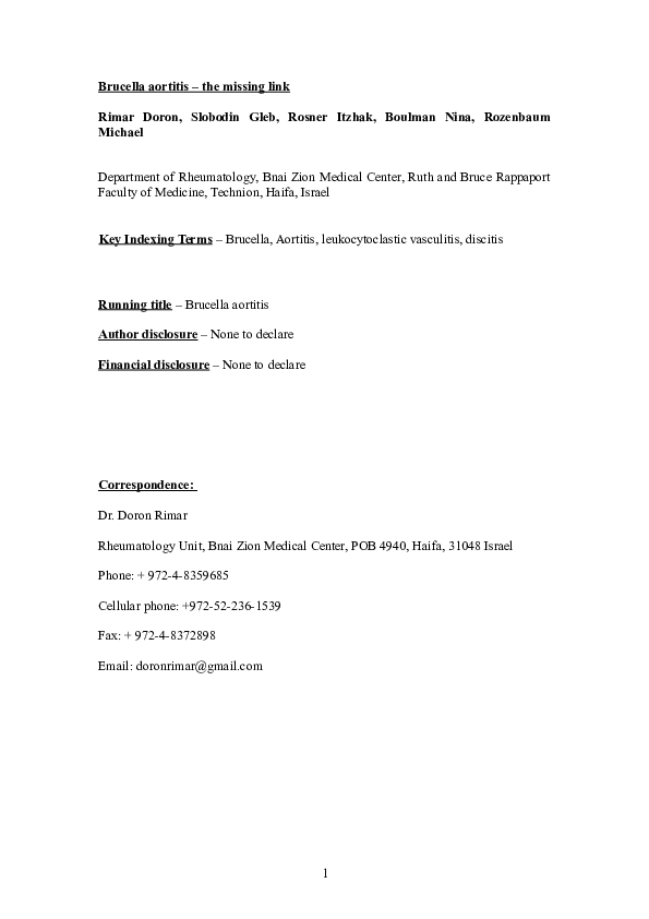 (DOC) Brucella aortitis: the missing link