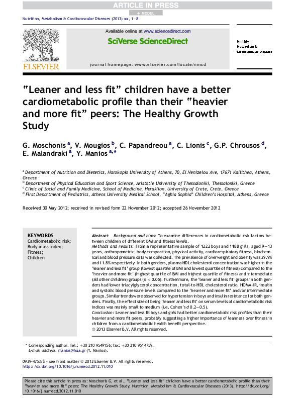 (PDF) “Leaner and less fit” children have a better cardiometabolic ...