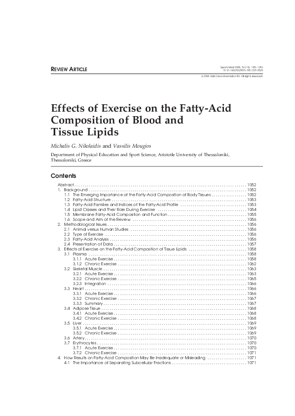 (PDF) Effects of Exercise on the Fatty-Acid Composition of Blood and ...
