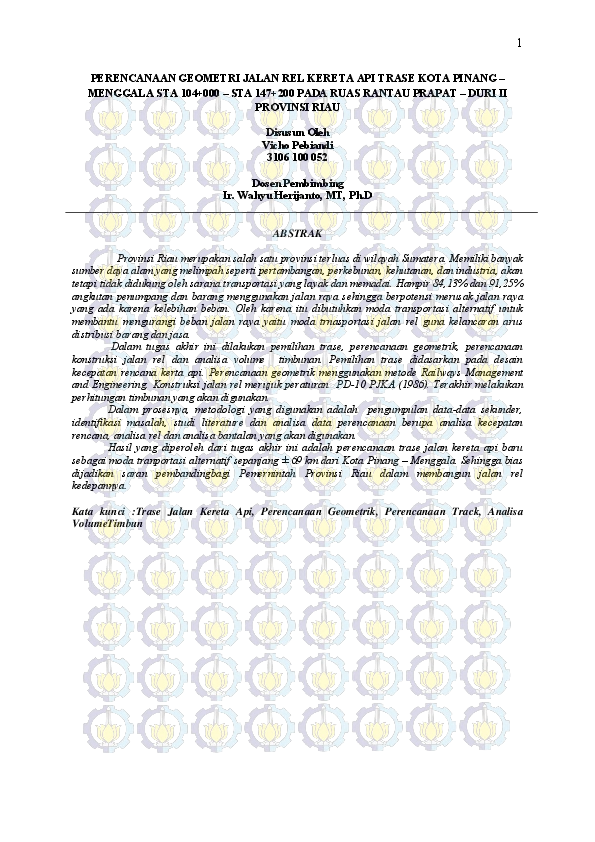 (PDF) PERENCANAAN GEOMETRI JALAN REL KERETA API TRASE KOTA PINANG ...