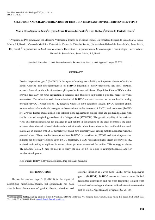 (PDF) Selection and characterization of brivudin resistant bovine ...